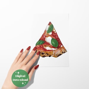 Pizza Foodie Wall Art Kitchen Decor Watercolour Painting Italy Pizza ...