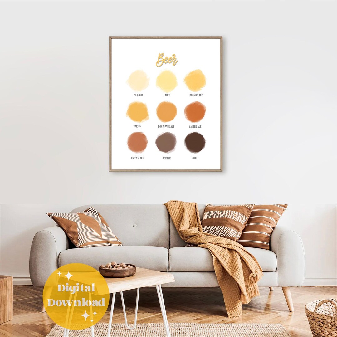 Beer Chart Beer Types Poster Foodie Wall Art Modern Beer Colours ...