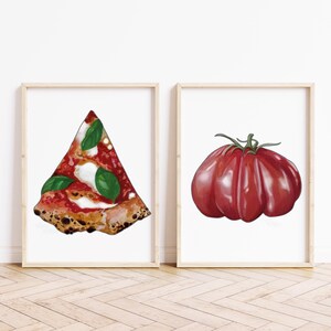 Pizza Foodie Wall Art Kitchen Decor Watercolour Painting Italy Pizza ...