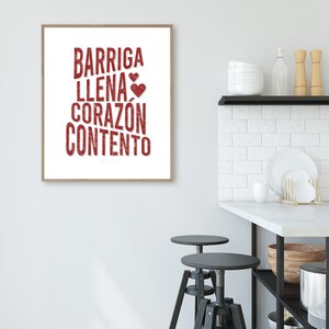 Barriga Llena Corazon Contento Letterpress Print: Spanish Food Quote ...