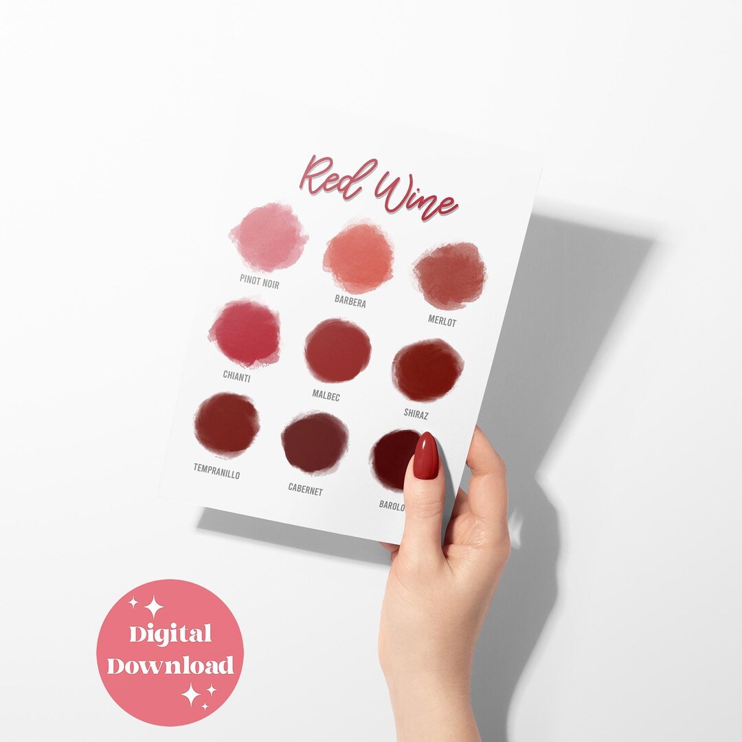 Red Wine Chart Foodie Wall Art Modern Kitchen Decor Red Wine Type ...