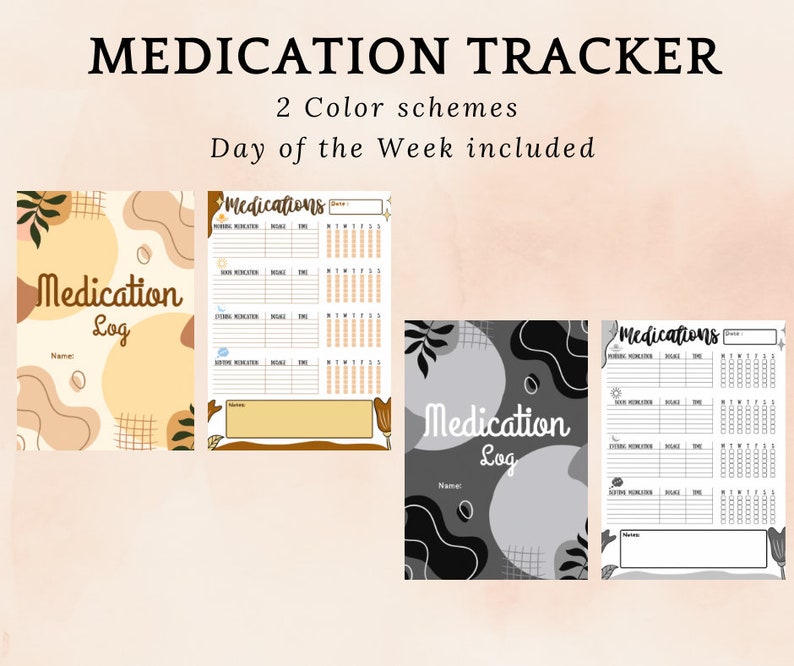 Medication Schedule Printable Easy Medicine Chart Weekly Medication Log ...