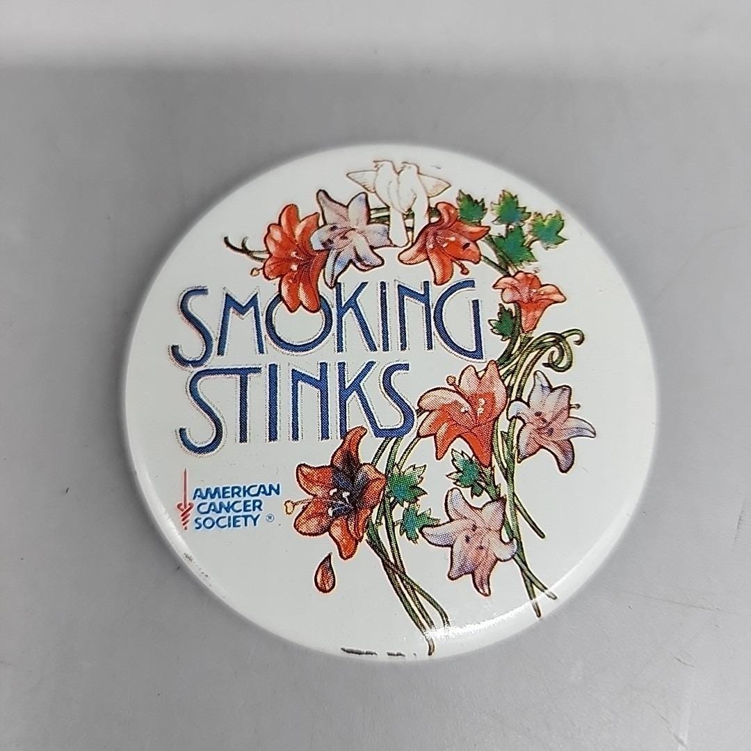 Vintage Smoking Stinks American Cancer Society Pinback Button Pin ...