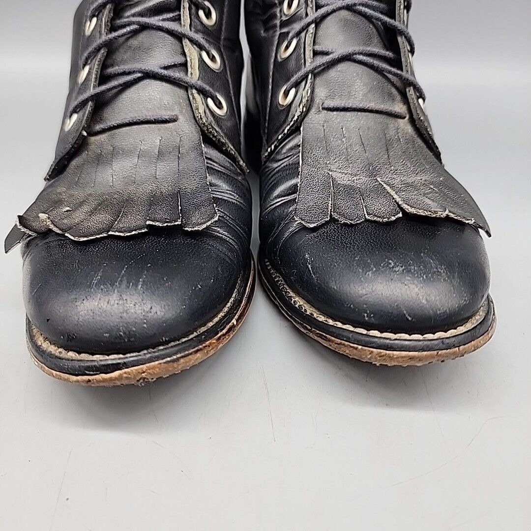 Vintage Justin Kilt Kiltie Boots Womens 7 Black Goth Emo Western ...