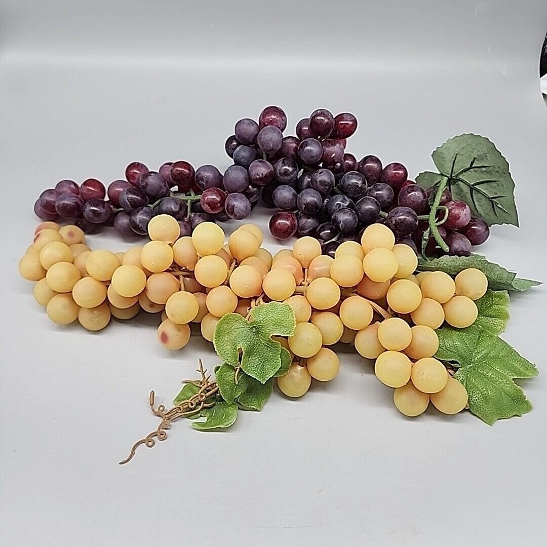 Artificial Grape Cluster Green Purple Grapes 15 Inch Long Strand Faux ...