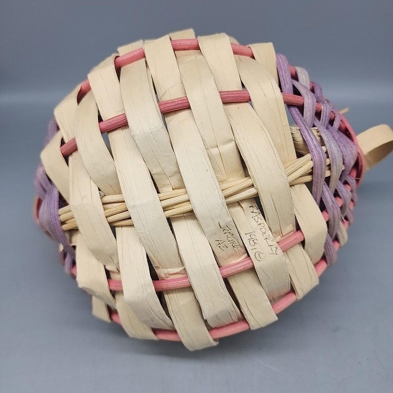 Vintage 1989 Erica Raspberry One of A Kind Handwoven Basket Jerome AZ ...