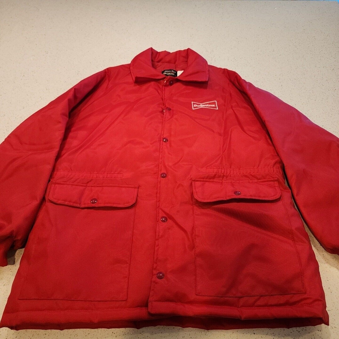 Vintage 1980/90s Budweiser Snap Button Nylon Jacket Red Size Large ...