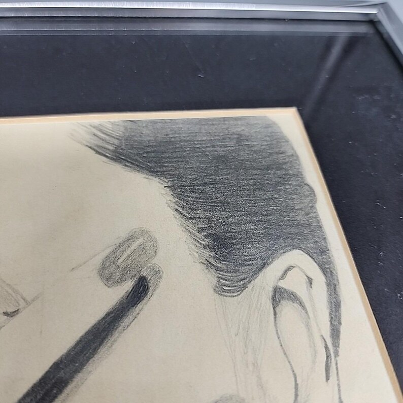 Framed Original Pencil Drawing 1987 Signed Crowley Woman Hand Face 17 ...
