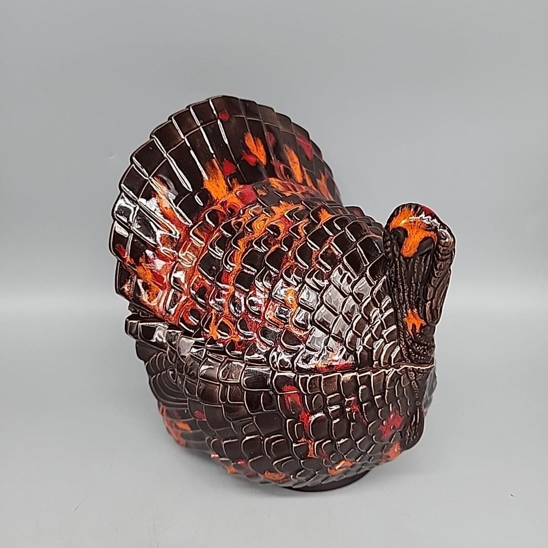 Ceramic Turkey Stuffing Thanksgiving Lidded Bowl Vintage Gravy Boat 7x6 ...