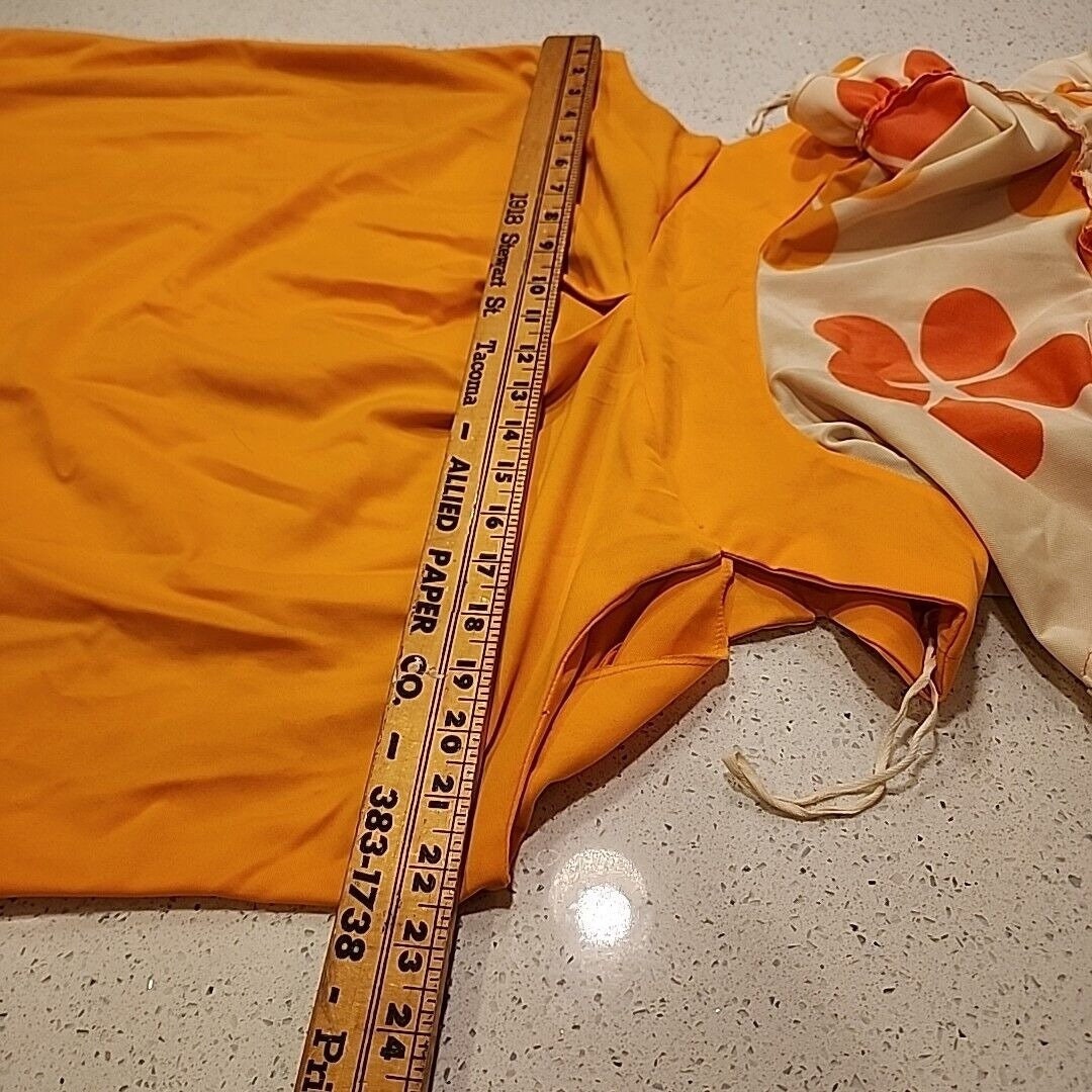 Vintage Hale Kini Chez Jeanne Made in Hawaii Dress Orange Flower Muumuu ...