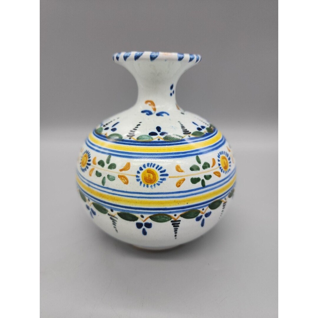 Bud Vase 6 Hand Painted Blue Yellow Pottery Spain Mexican Stoneware - Etsy
