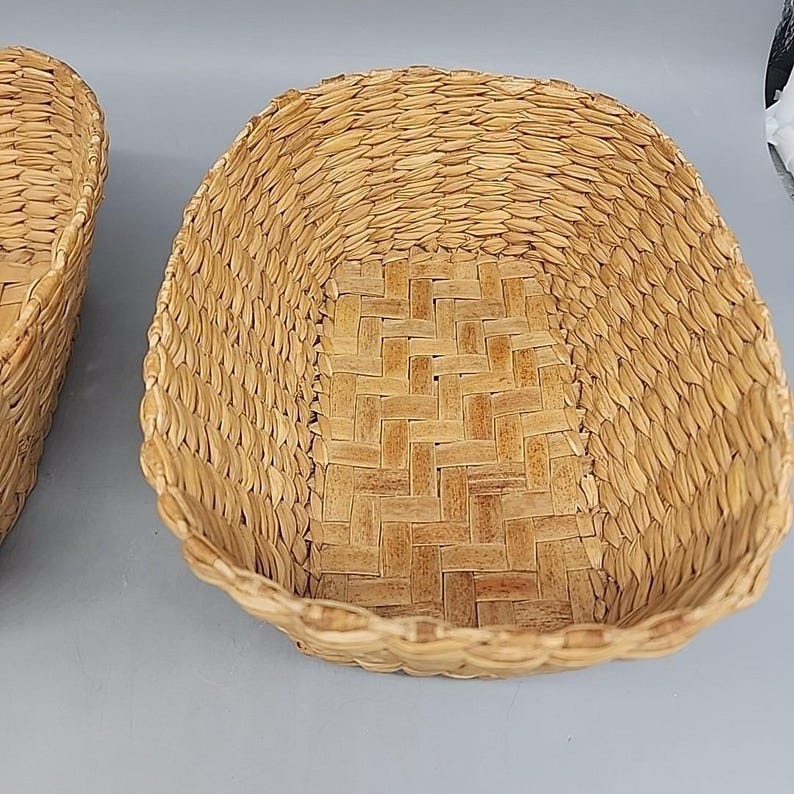 Vintage Mexican Wicker Storage Baskets Set of 2 9x7x3.5" Rectangle - Etsy