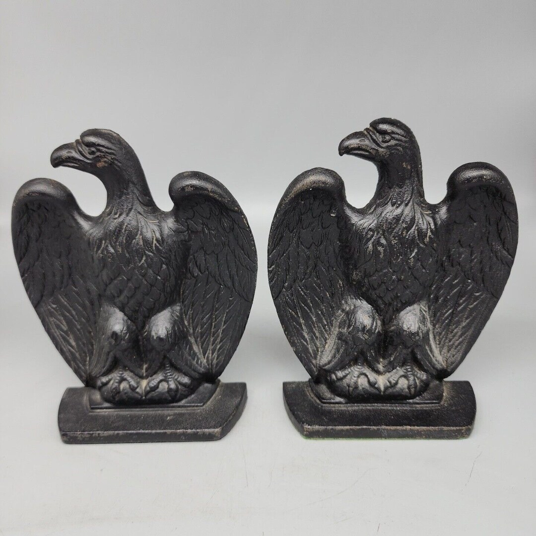 Vtg Metal Bald Eagle Bird Bookends or Doorstop or Book Shelf Art ...