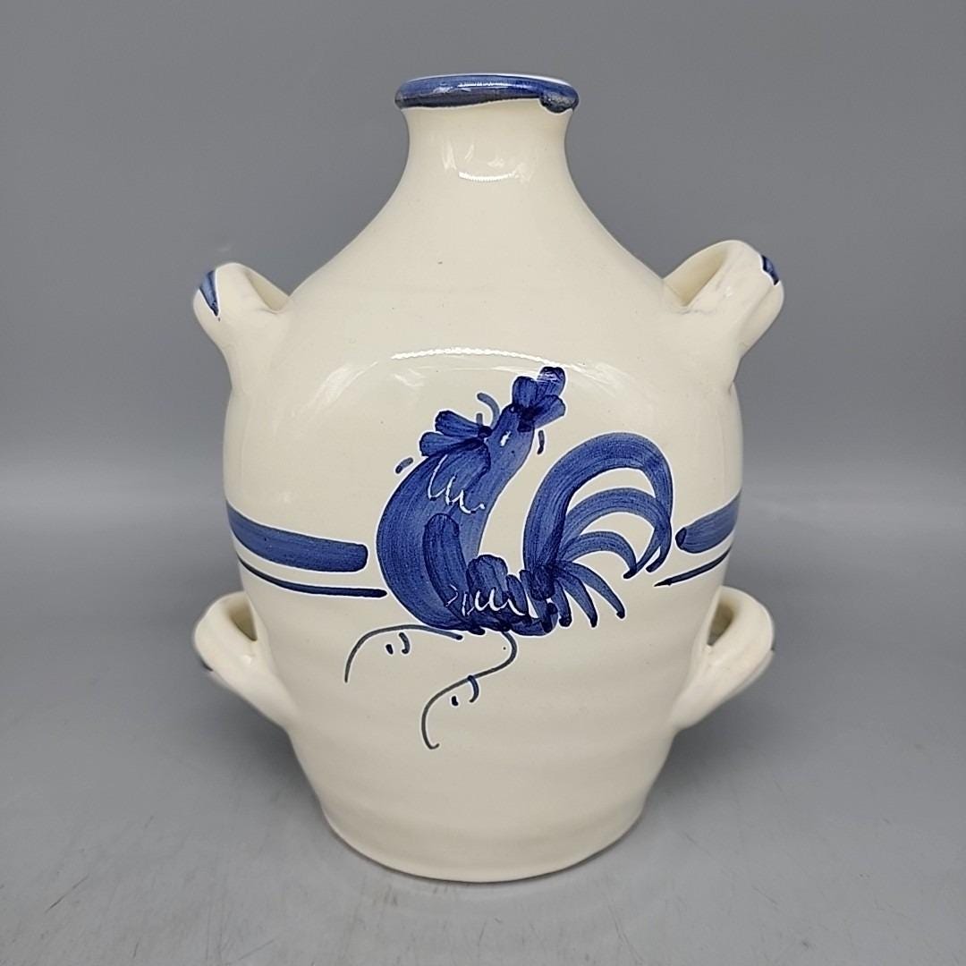 Vintage Collectible Ceramic Rooster Jug Blue White Italy Collectible 6 ...