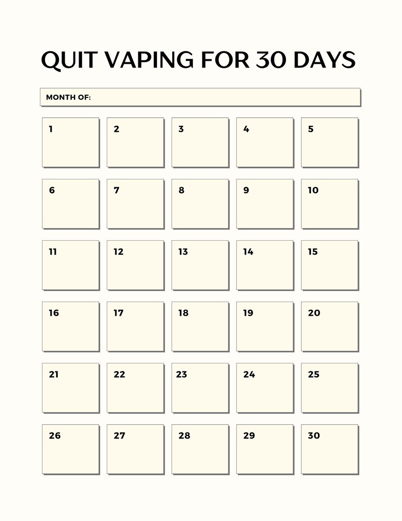 Quit Vaping for 30 Days Habit Tracker - Etsy
