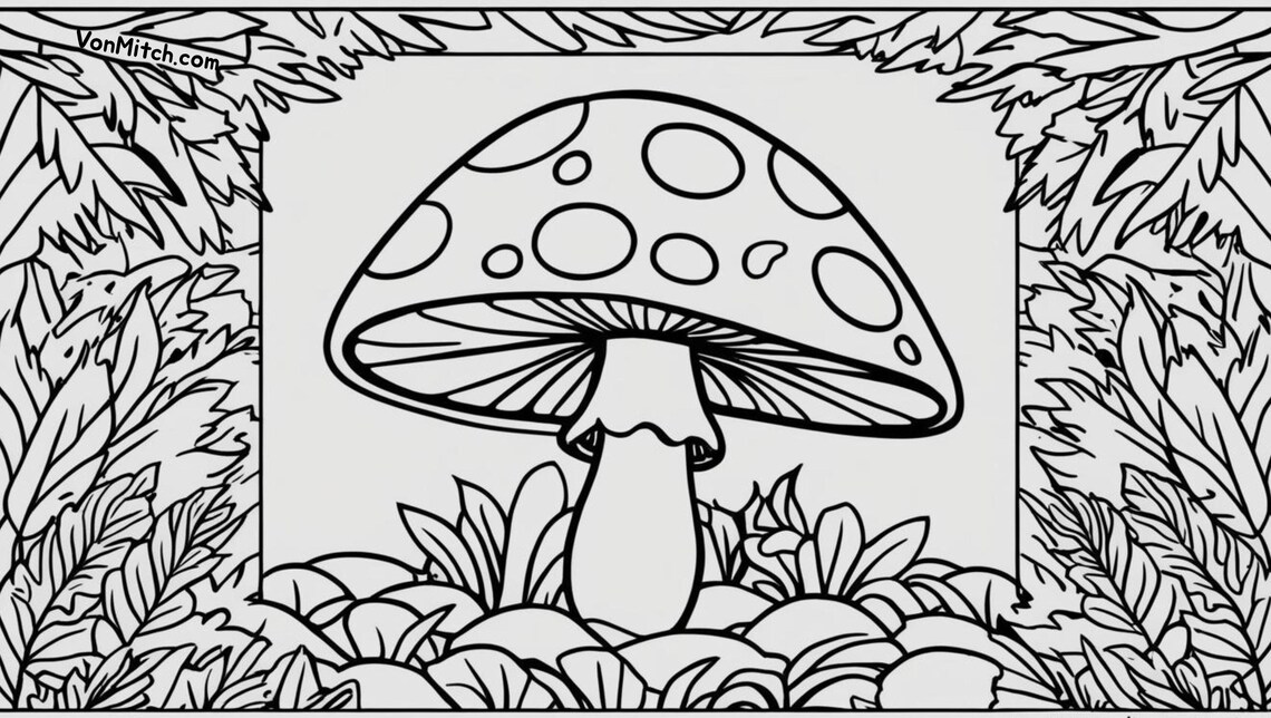 Mushroom Forest Coloring Pages - Printable PNG Set of 5 - Cottage ...