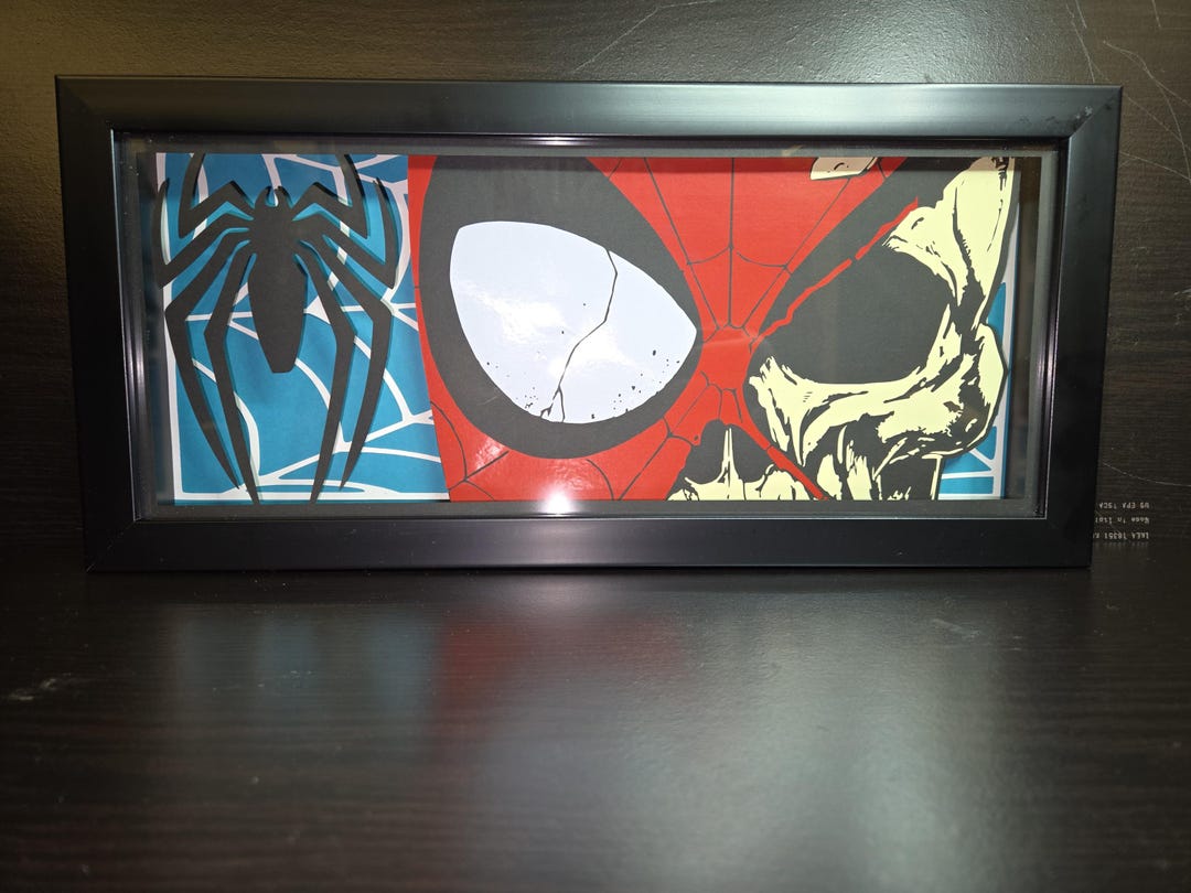 Spiderman Skull Marvel Comics Corner Box 6x14 Shadowbox Vinyl on Paper ...