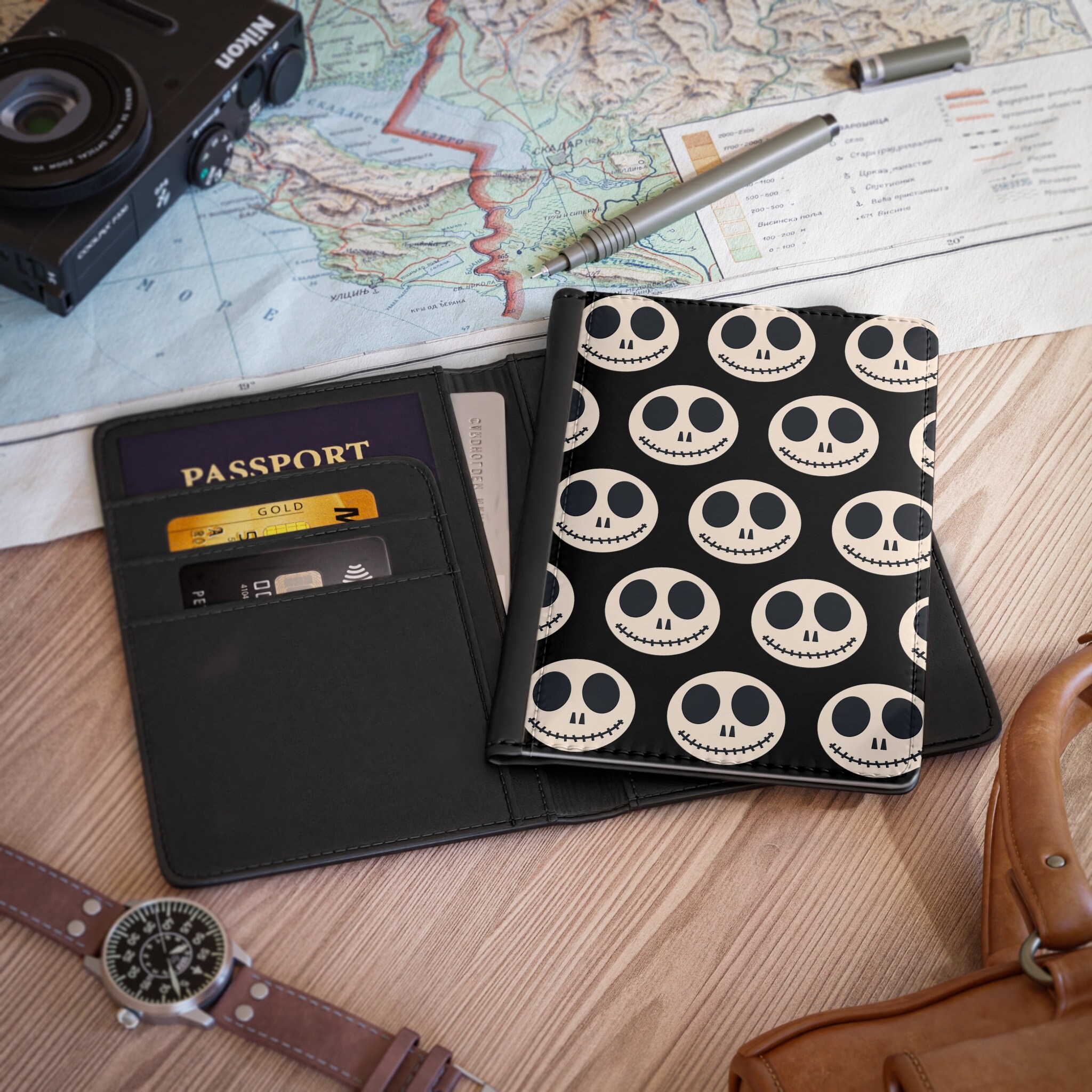 Goth Skull Face Passport Cover Spooky Goth Travel Accessories Honeymoon ...