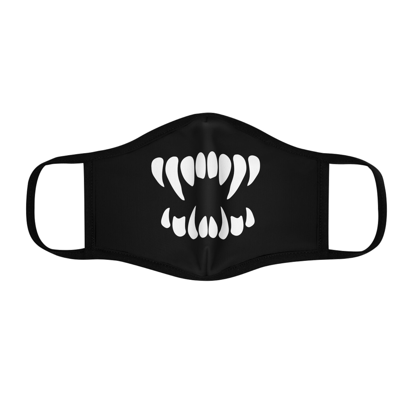 Goth Vampire Teeth Fitted Polyester Face Mask Spooky Face Covering ...
