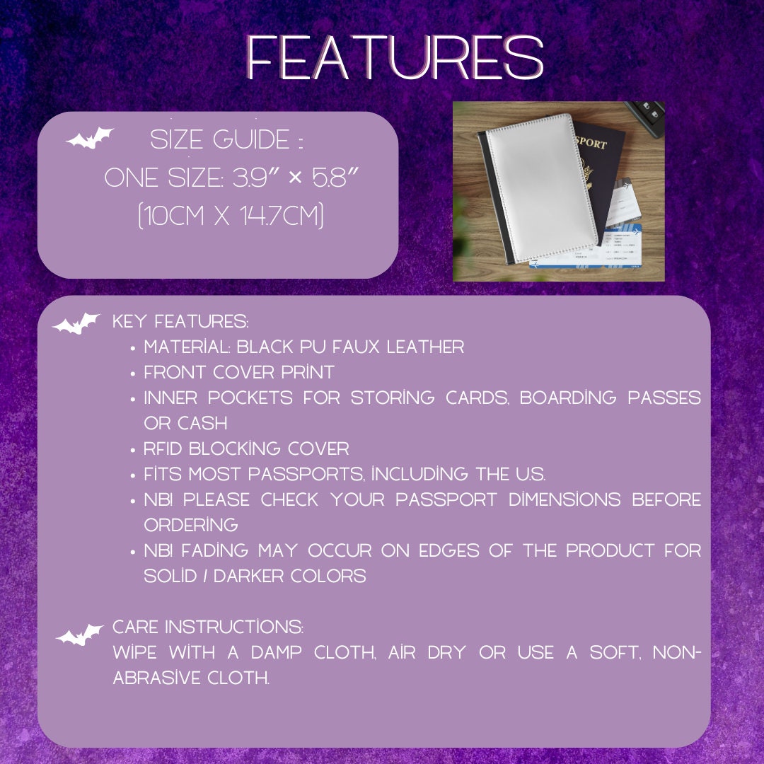 Goth Skull Face Passport Cover Spooky Goth Travel Accessories Honeymoon ...