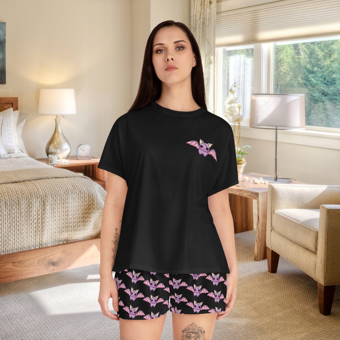 Goth Bat Women's Short Pajama Set Goth Summer Goth Clothing Lounge Set ...