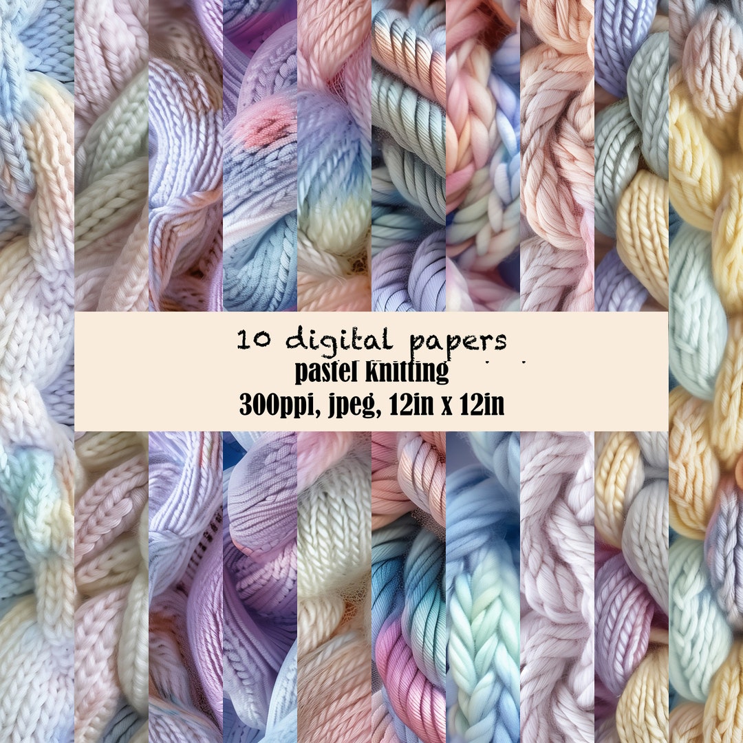 3D Knitting Pattern Digital Papers Pastel Tones for Scrapbooking, Wall ...