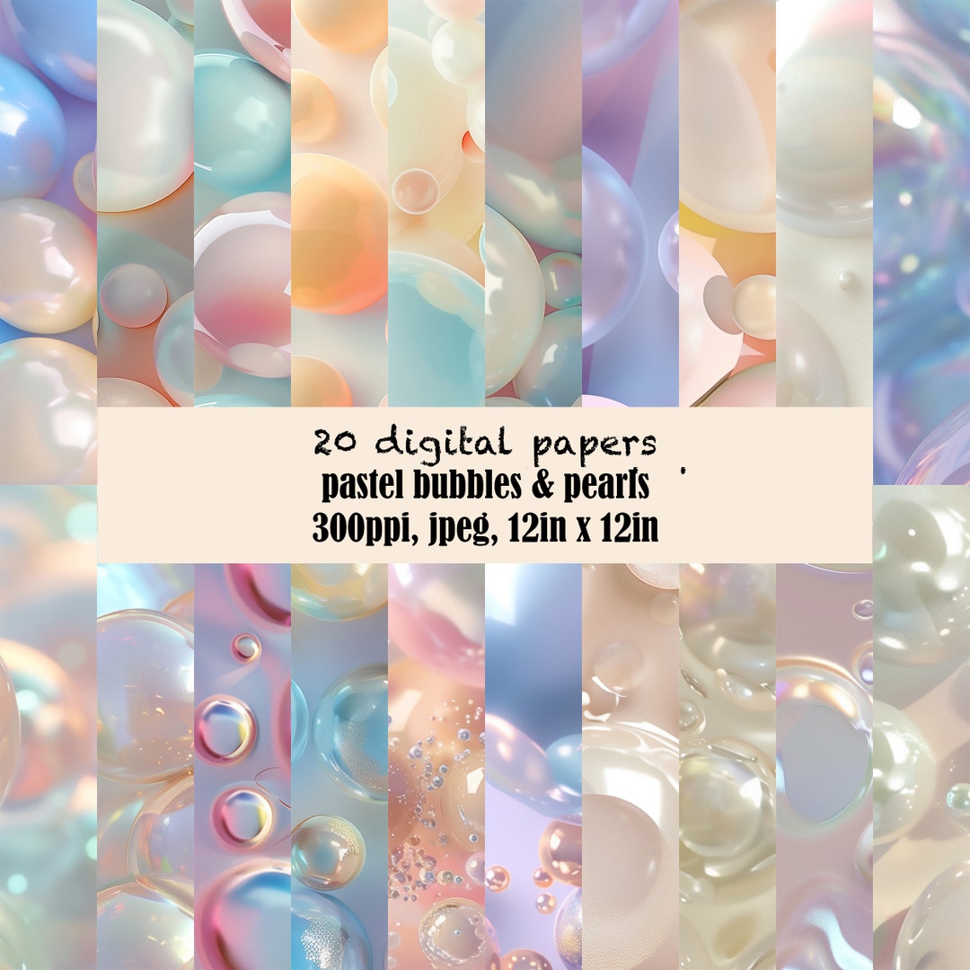 Pastel Digital Paper With Bubbles & Pearls - Abstract Background for ...