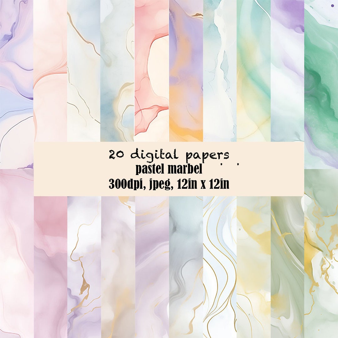 Pastel Marble Digital Papers - Pastel Tone Backgrounds for Scrapbooking ...