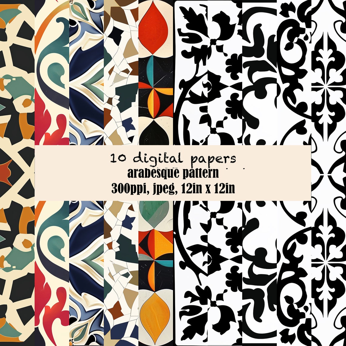Arabesque Digital Paper Pack: Ornate Moroccan Patterns (digital ...