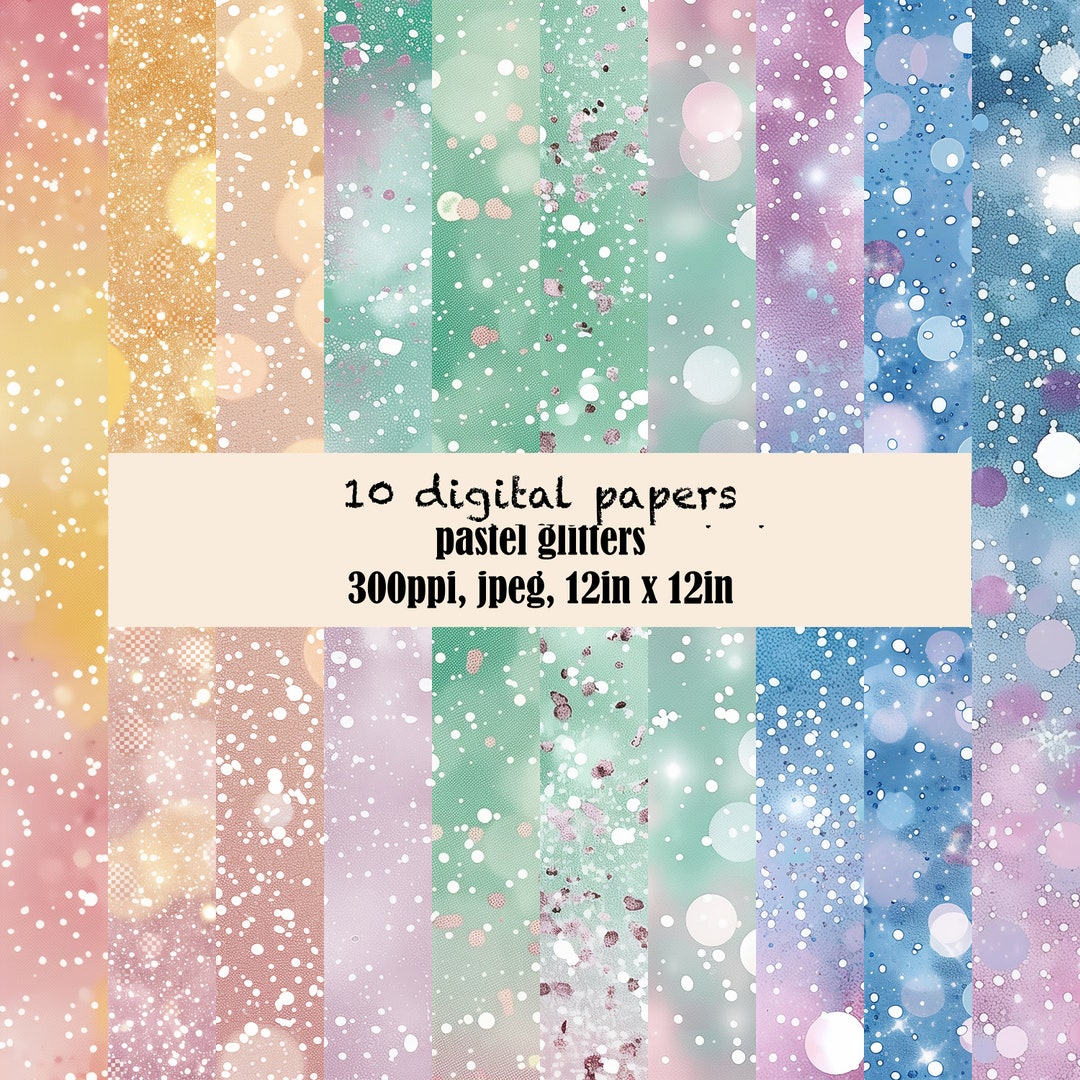 Pastel Glitter Digital Paper Set: Sparkle Backgrounds (digital Download ...