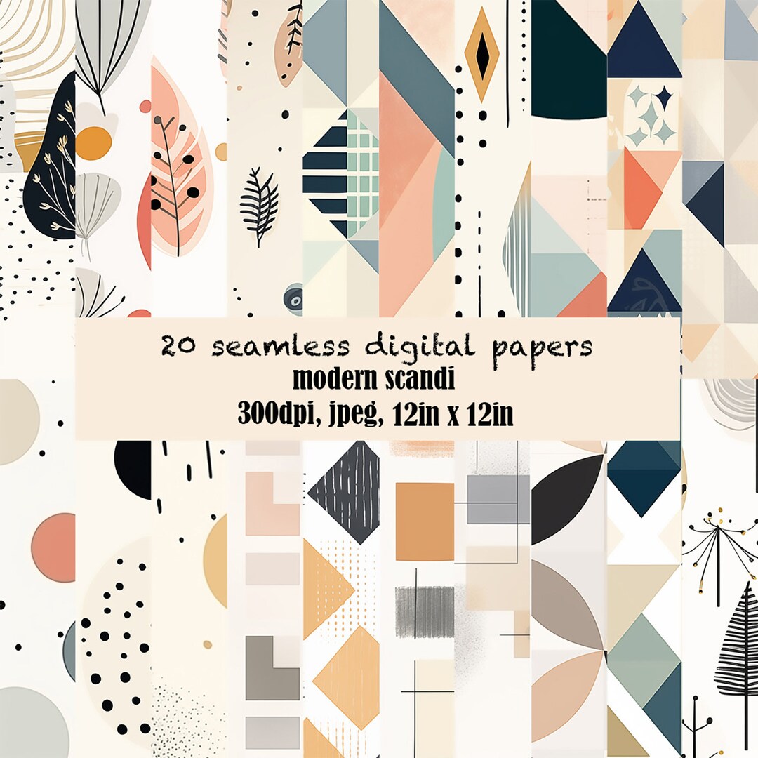 Modern Scandinavian Digital Papers Seamless Neutral Tones, Abstract ...