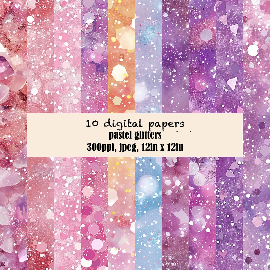 Pastel Glitter Digital Paper Set: Sparkle Backgrounds (digital Download ...