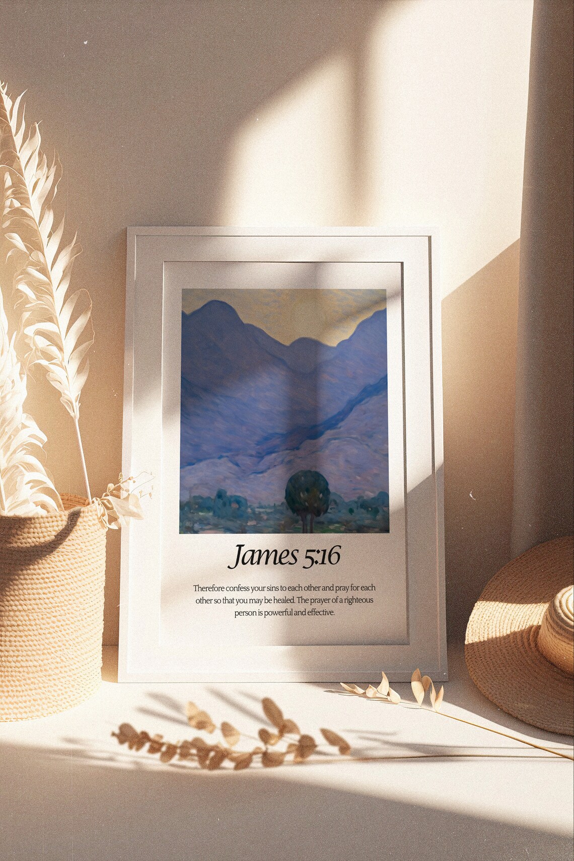 James 5:16 Bible Verse Poster | Boho Bible Verse Print | Vintage ...