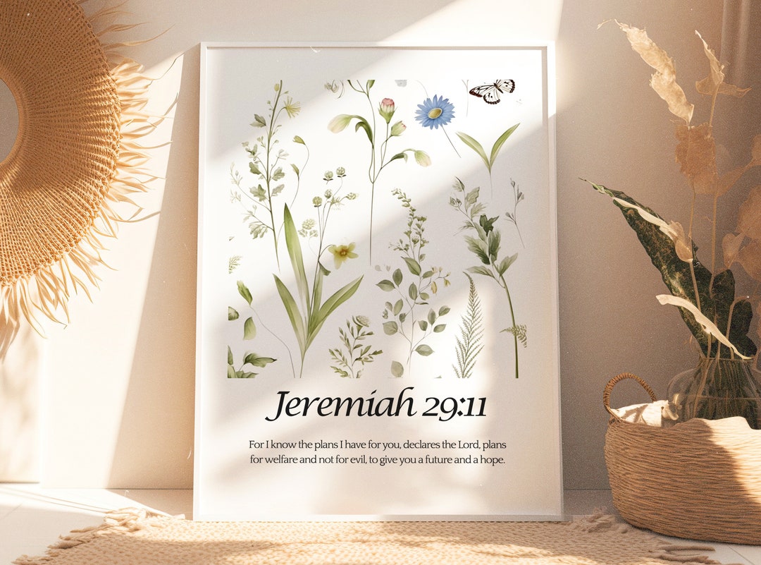 Jeremiah 29:11 Bible Verse Poster Boho Bible Verse Print Vintage ...