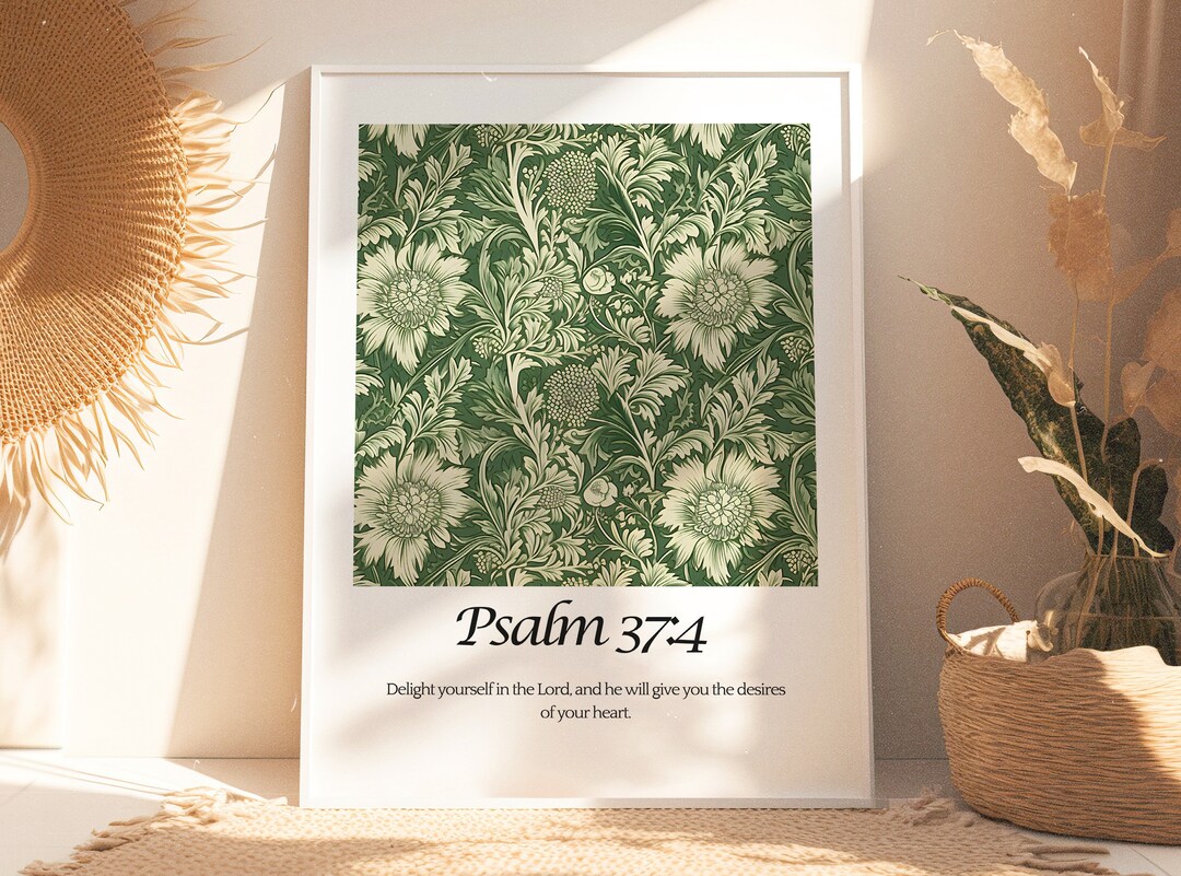 Psalm 37:4 Bible Verse Poster | Boho Bible Verse Print | Vintage ...