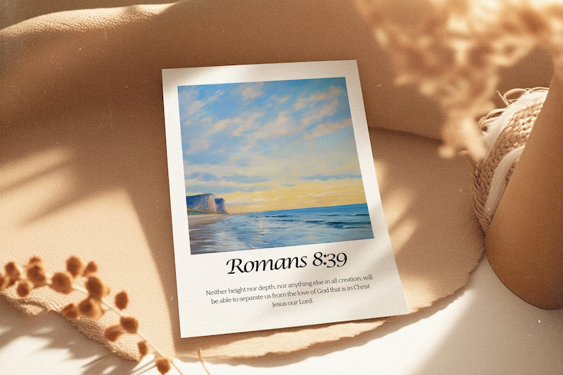 Romans 8:39 Bible Verse Poster | Boho Bible Verse Print | Vintage ...