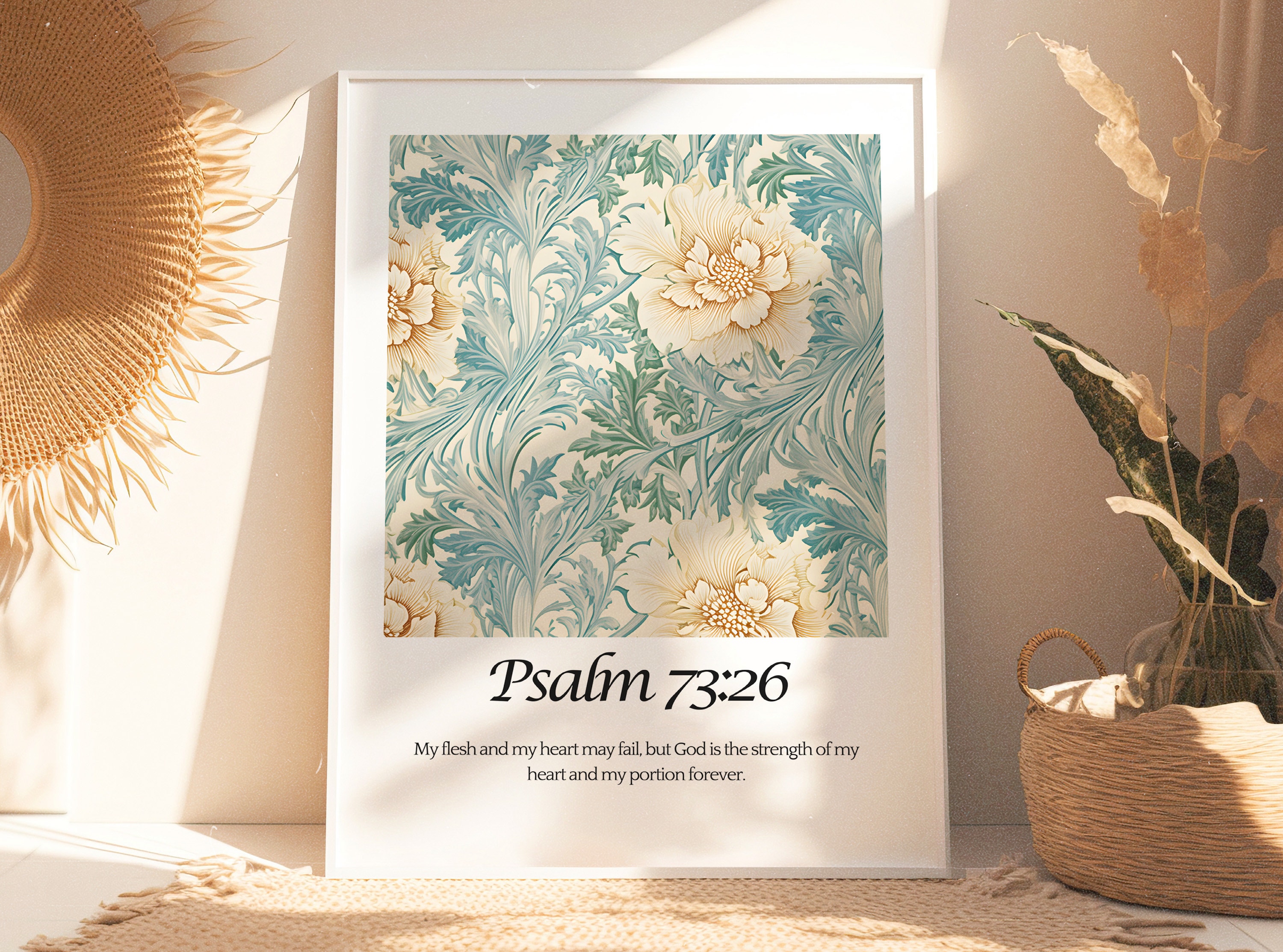 Psalm 73:26 Bible Verse Poster Boho Bible Verse Print Vintage Scripture ...