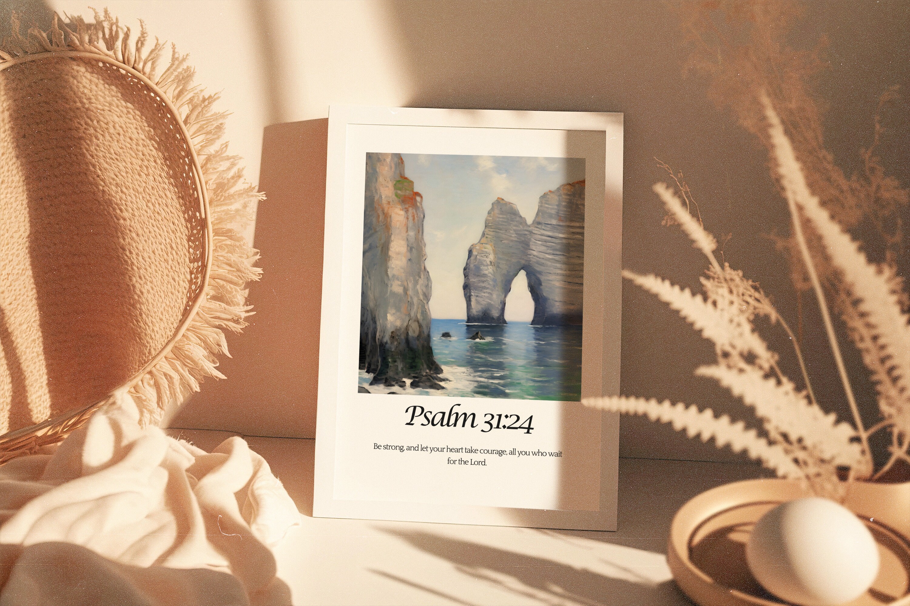 Psalm 31:24 Bible Verse Poster | Boho Bible Verse Print | Vintage ...