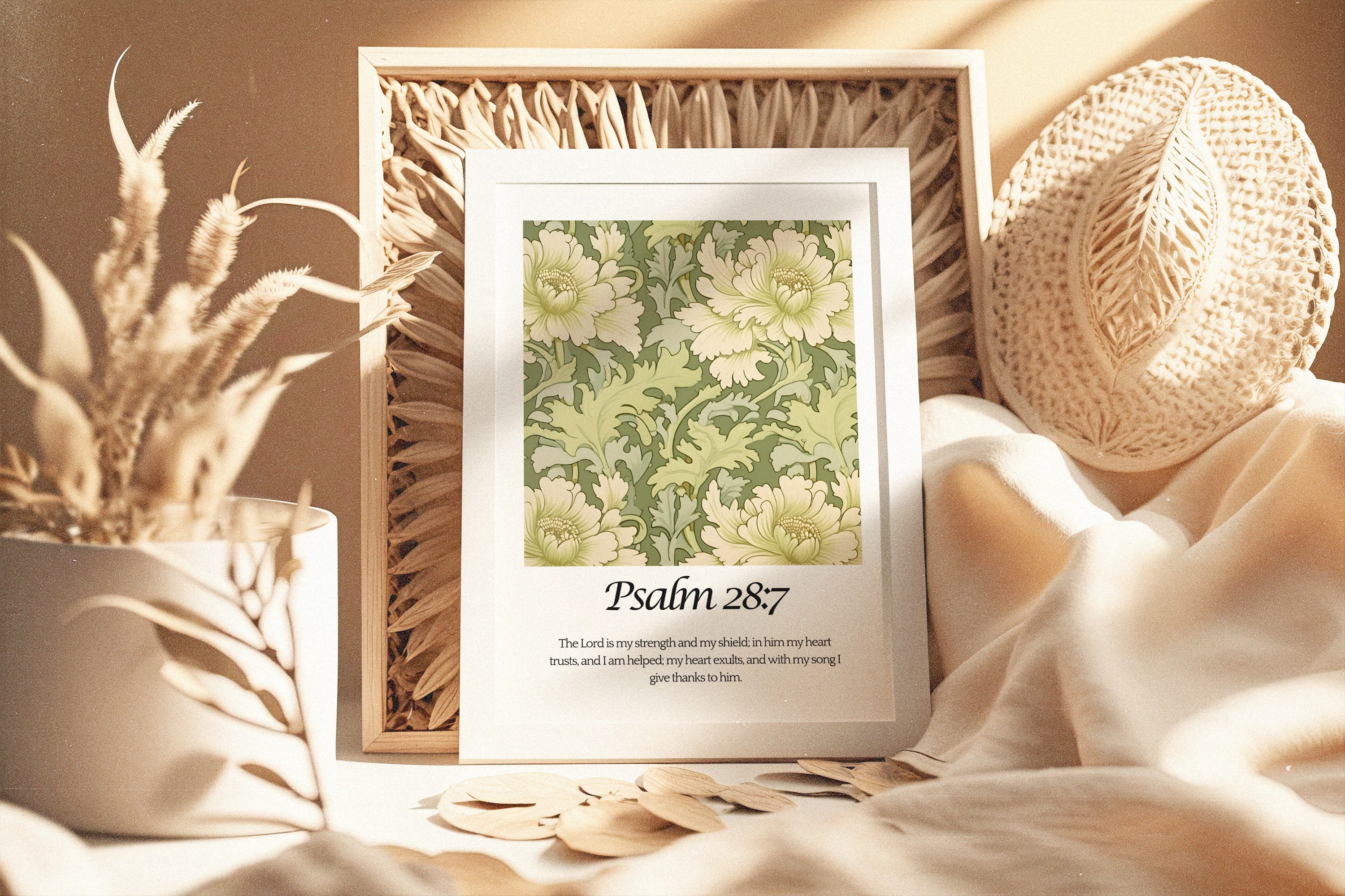 Psalm 28:7 Bible Verse Poster Boho Bible Verse Print Vintage Scripture ...