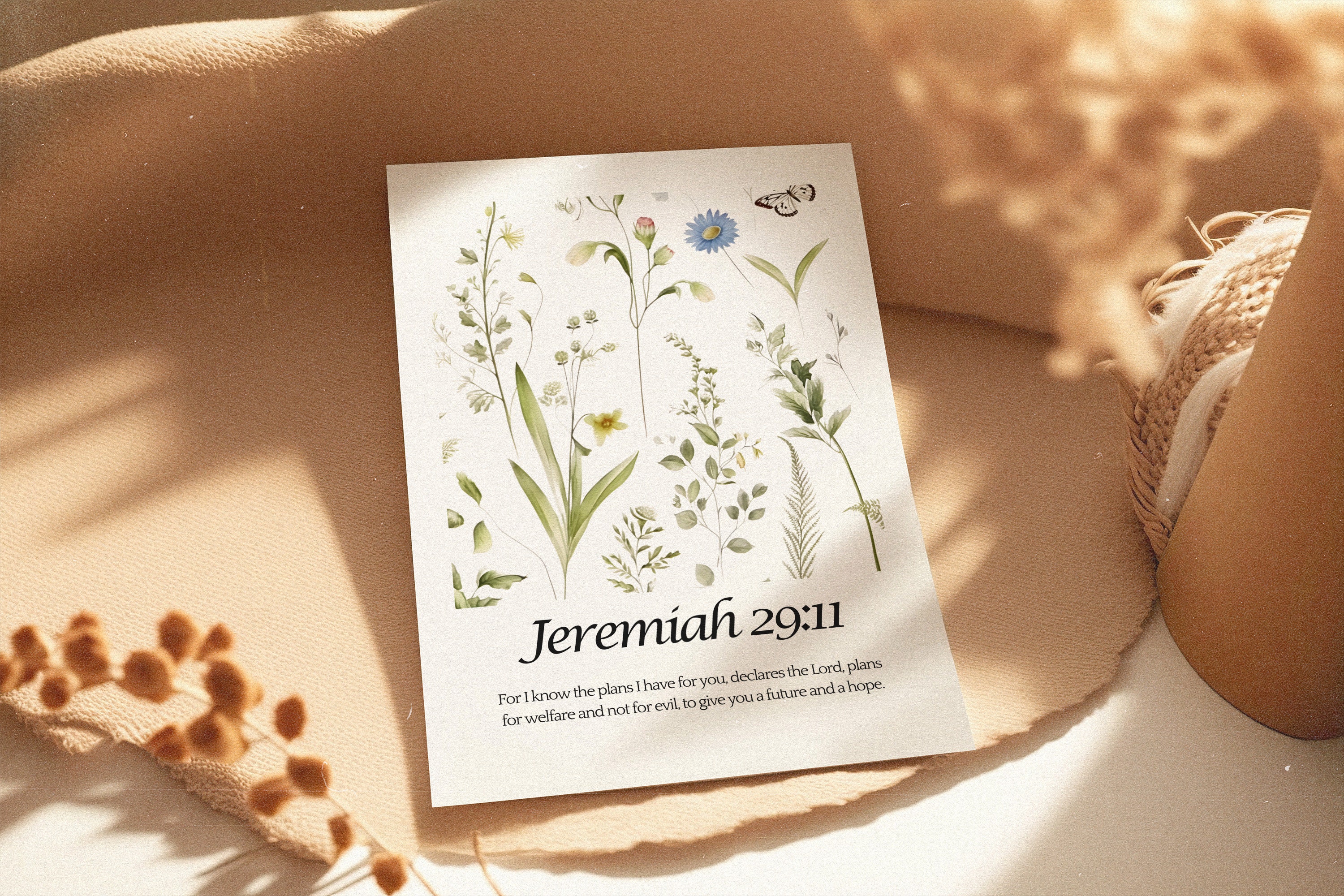 Jeremiah 29:11 Bible Verse Poster Boho Bible Verse Print Vintage ...