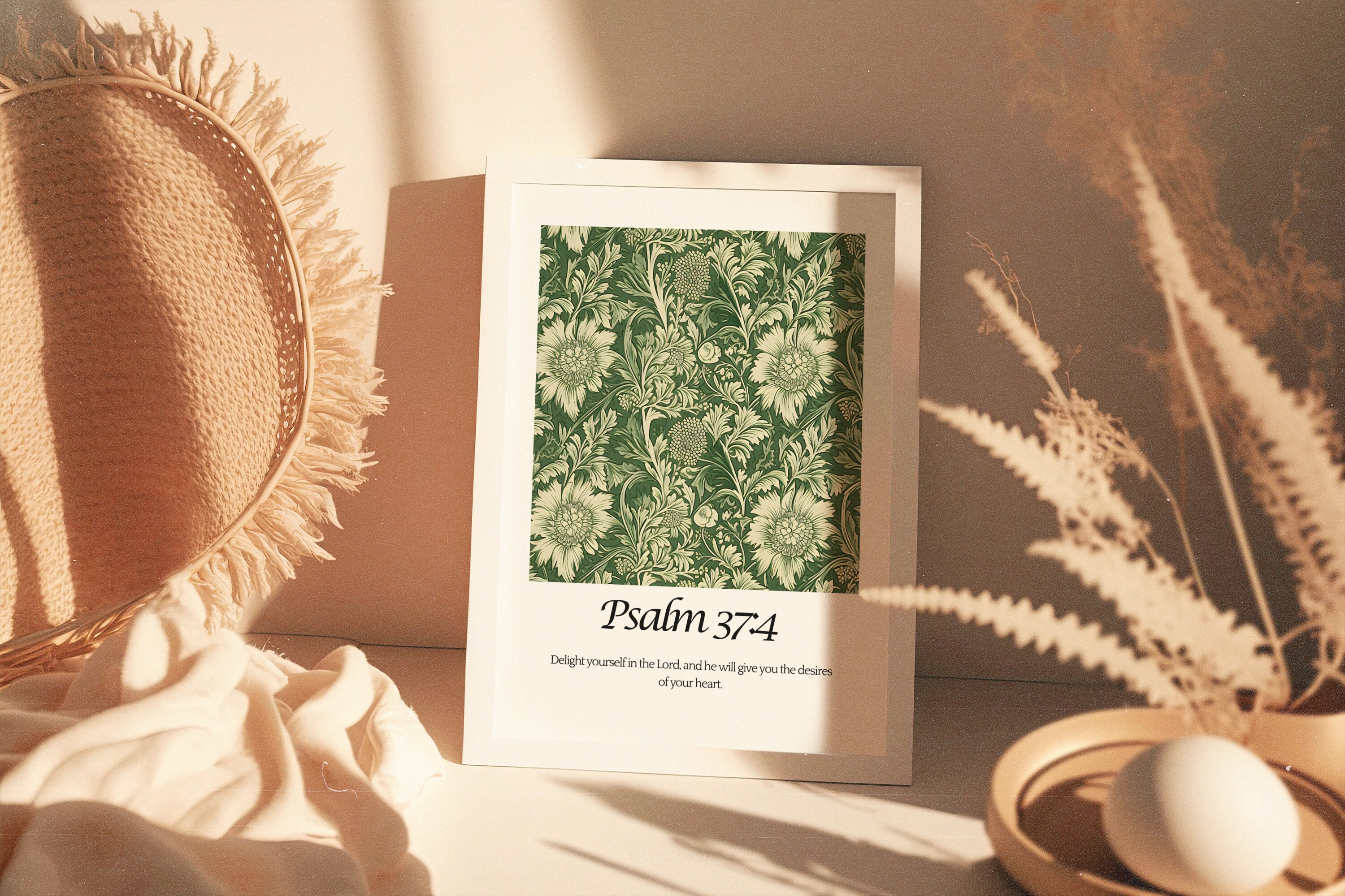 Psalm 37:4 Bible Verse Poster Boho Bible Verse Print Vintage Scripture ...