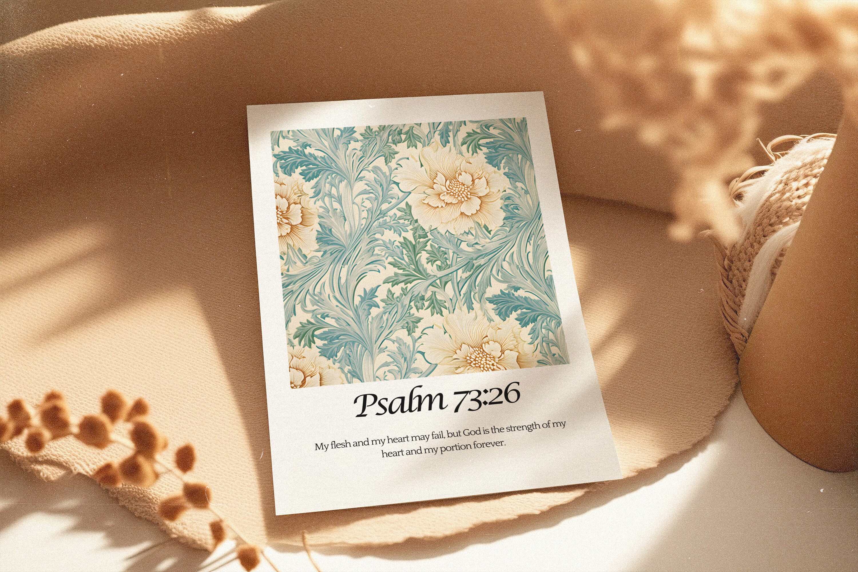 Psalm 73:26 Bible Verse Poster Boho Bible Verse Print Vintage Scripture ...