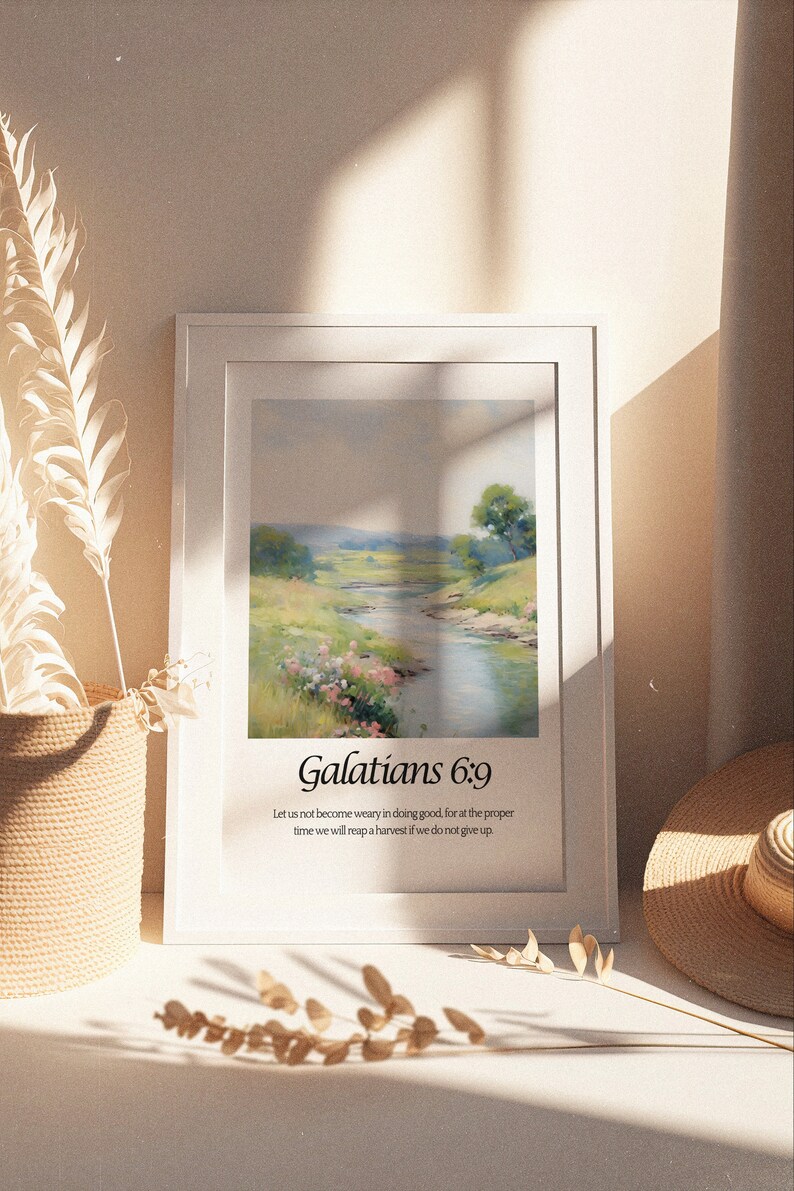 Galatians 6:9 Bible Verse Poster | Boho Bible Verse Print | Vintage ...