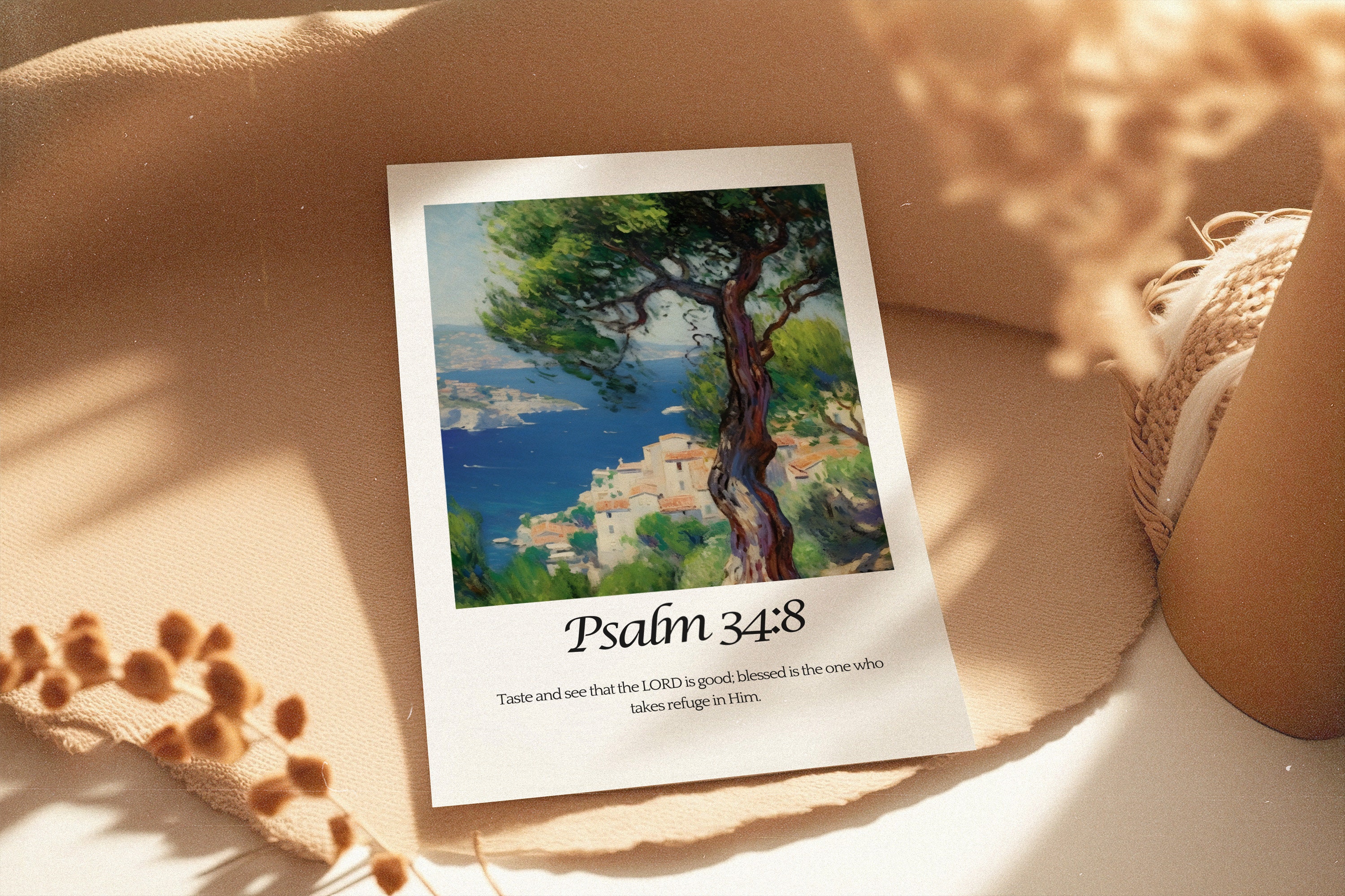Psalm 34:8 Bible Verse Poster Boho Bible Verse Print Vintage Scripture ...