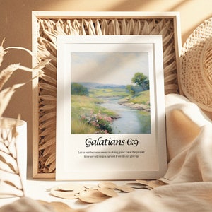 Galatians 6:9 Bible Verse Poster | Boho Bible Verse Print | Vintage ...