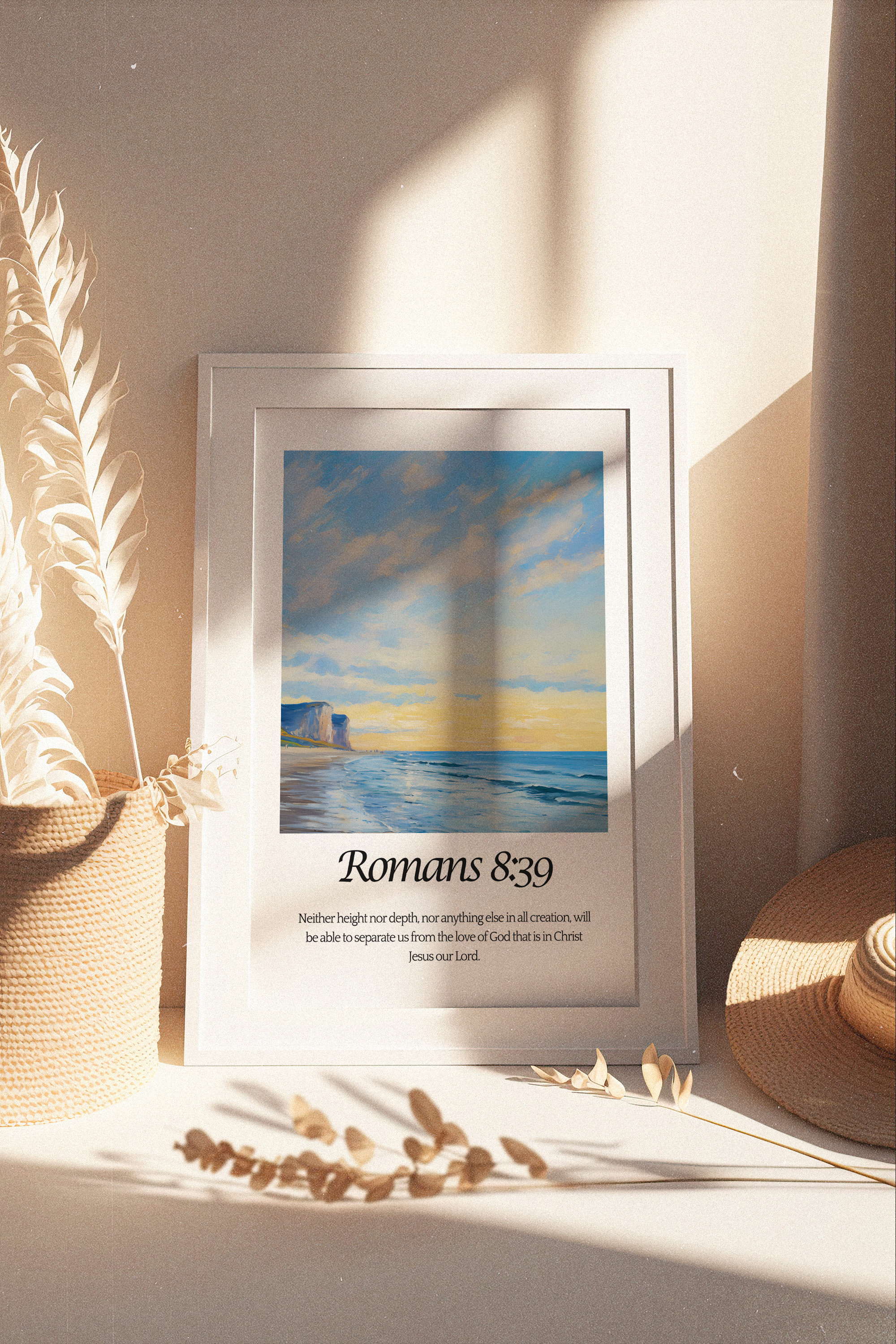 Romans 8:39 Bible Verse Poster | Boho Bible Verse Print | Vintage ...