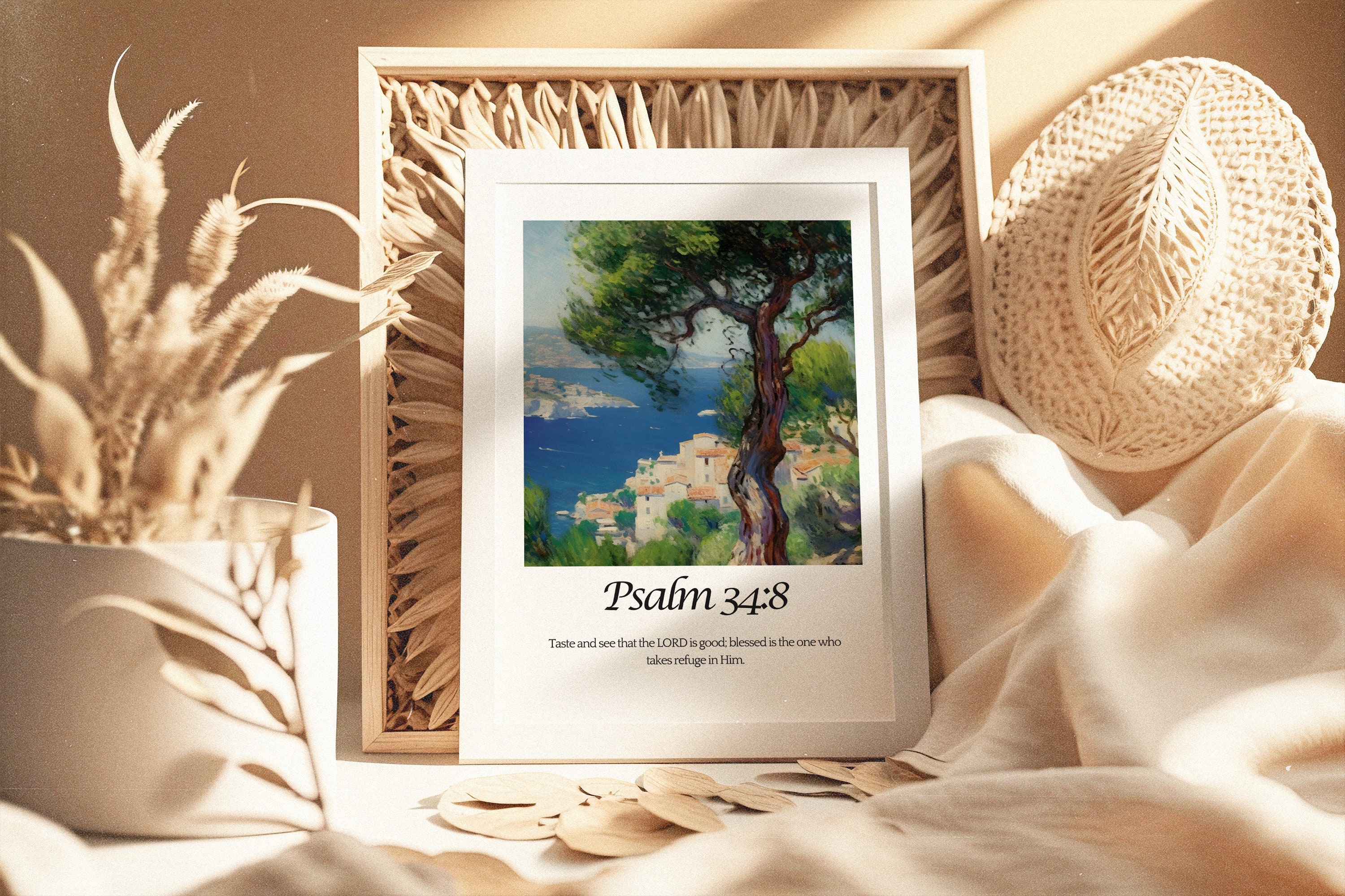 Psalm 34:8 Bible Verse Poster Boho Bible Verse Print Vintage Scripture ...
