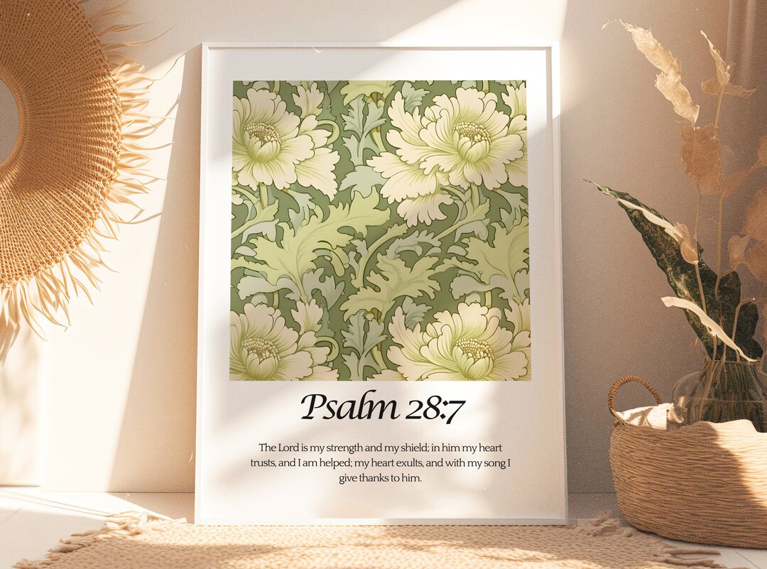 Psalm 28:7 Bible Verse Poster | Boho Bible Verse Print | Vintage ...