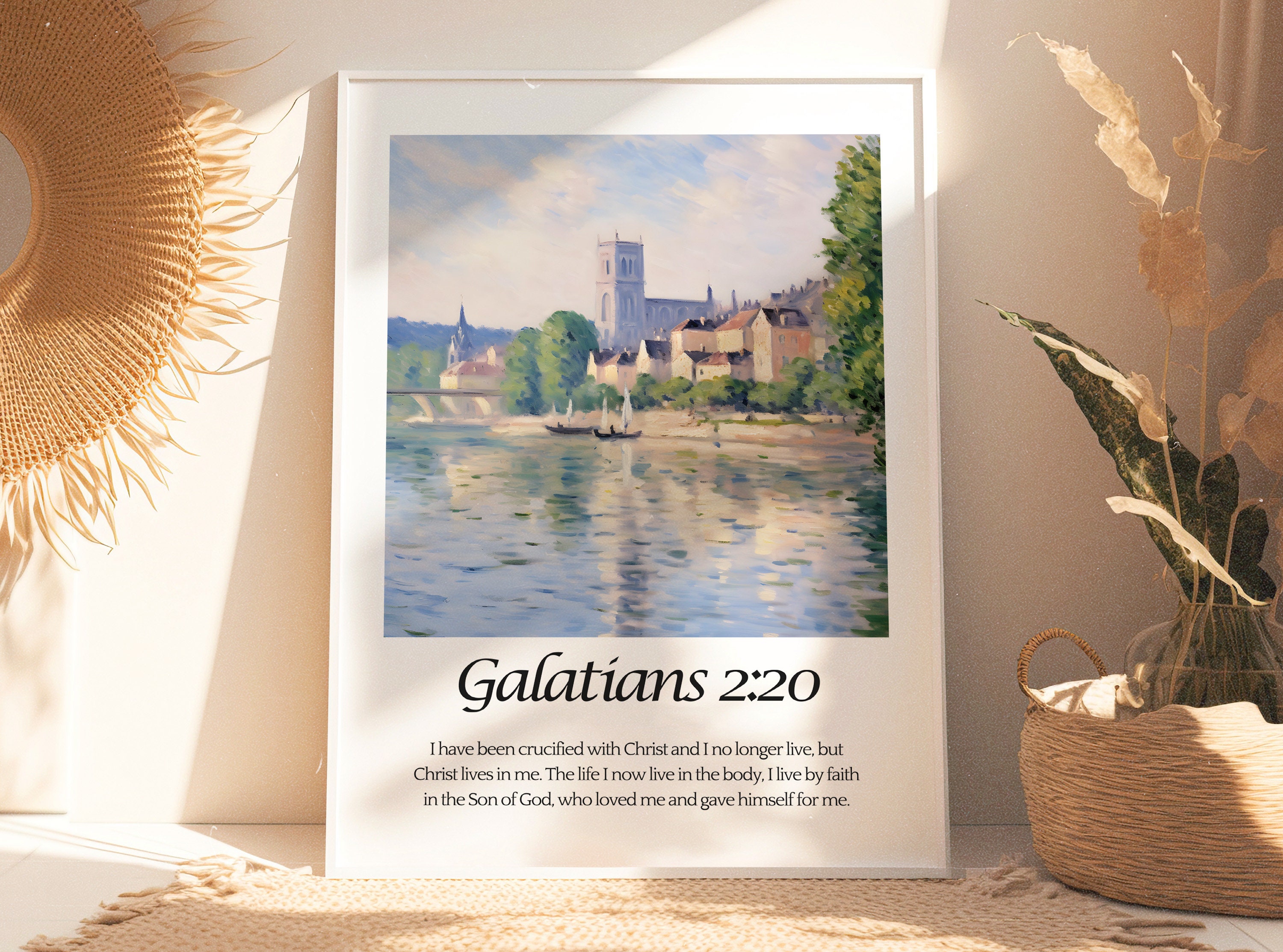 Galatians 2:20 Bible Verse Poster Boho Bible Verse Print Vintage ...
