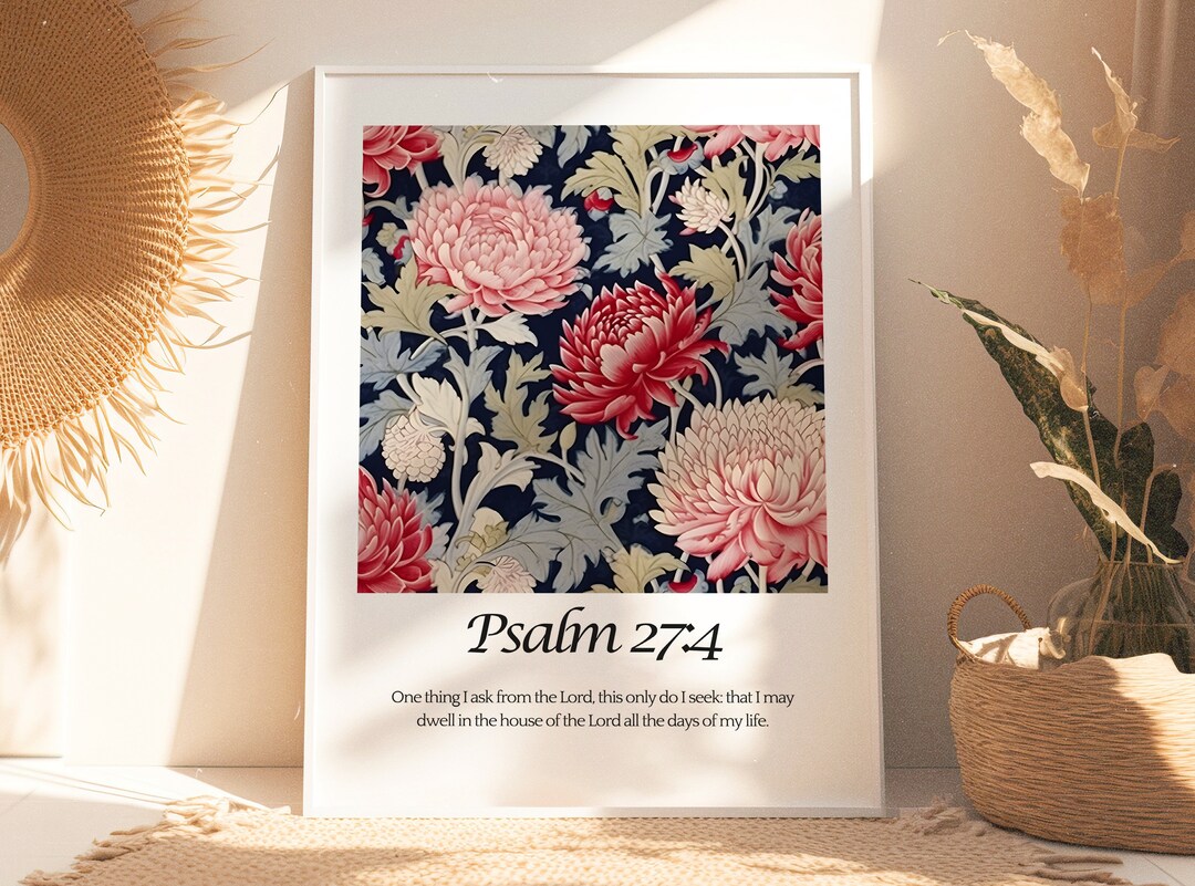 Psalm 27:4 Bible Verse Poster | Boho Bible Verse Print | Vintage ...